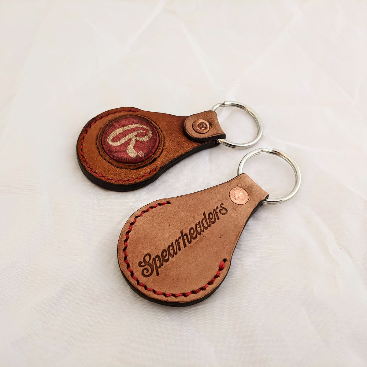 Key Fob with Rawlings "R" badge. Made from a vintage baseball glove ...
